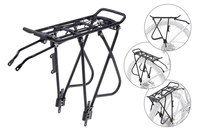 ALU GEPÄCKTRÄGER 28-29 Zoll verstellbar Federklappe Streben 200mm rear ...