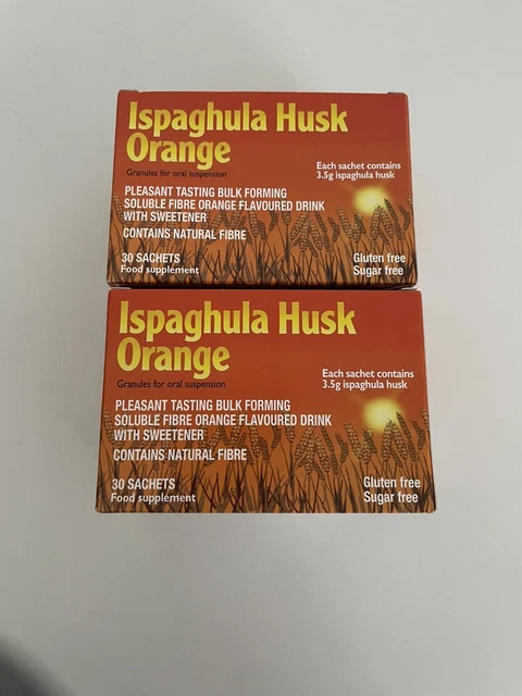 60SACHETS OF Ispaghula Husk, Orange, (like Fybogel) Gluten Free Sugar ...