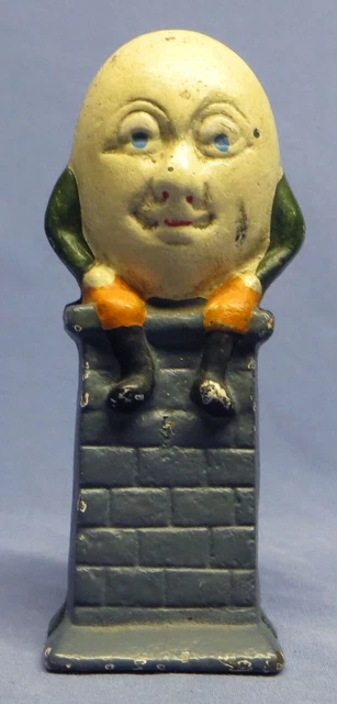 ANTIQUE 1920'S CAST Iron Bank Humpty Dumpty Sitting on a Wall Coin Bank ...