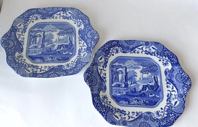2 X SPODE Italian Blue Sandwich Plate Square Serving Plate M227A £8.99 ...