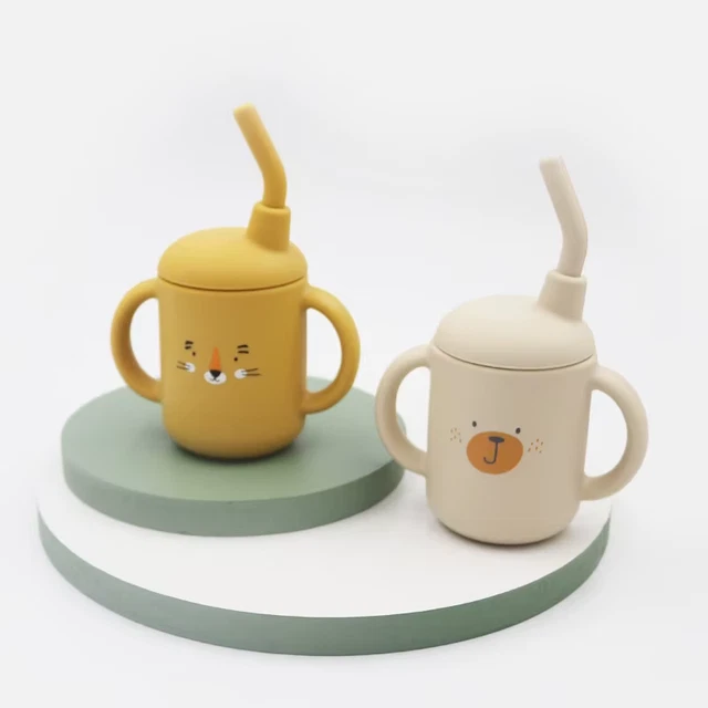 NEW CARTOON 120ML Baby Silicone Sippy Cup Bpa-Free Portable Storage ...