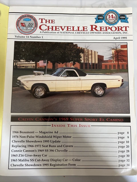 THE CHEVELLE REPORT Magazine Vol 14 Issue 1 April 1995 1969 Super Sport ...
