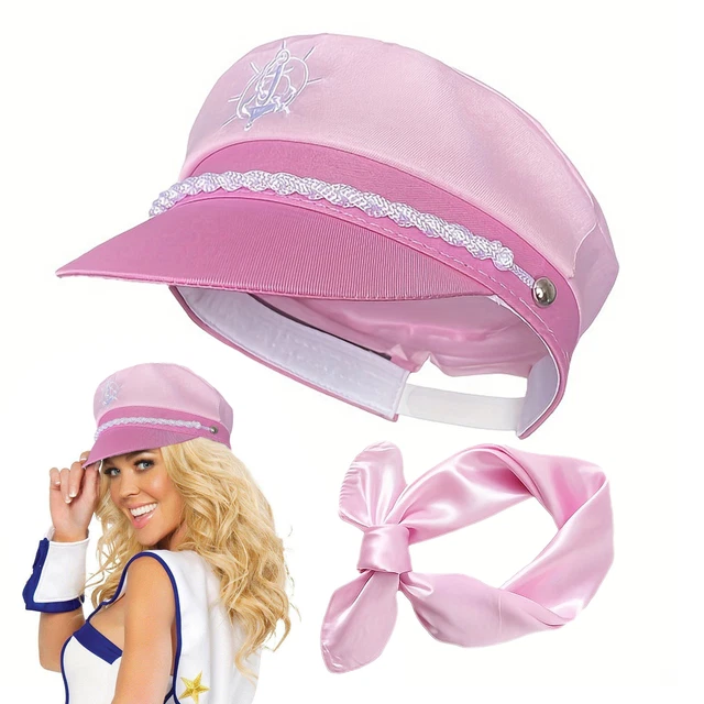 WOMEN CAPTAIN HAT Pink Skipper Boat Sailor Cap Sailor Captain Party ...