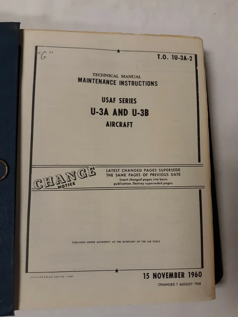 CESSNA USAF SERIES U-3A & U-3B Aircraft Maintenance Instructions 1968 ...