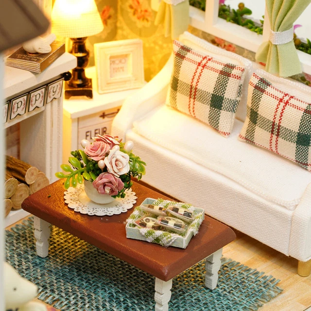DIY MINIATURE DOLLHOUSE Kit Realistic Mini 3D Wooden House Room Craft ...