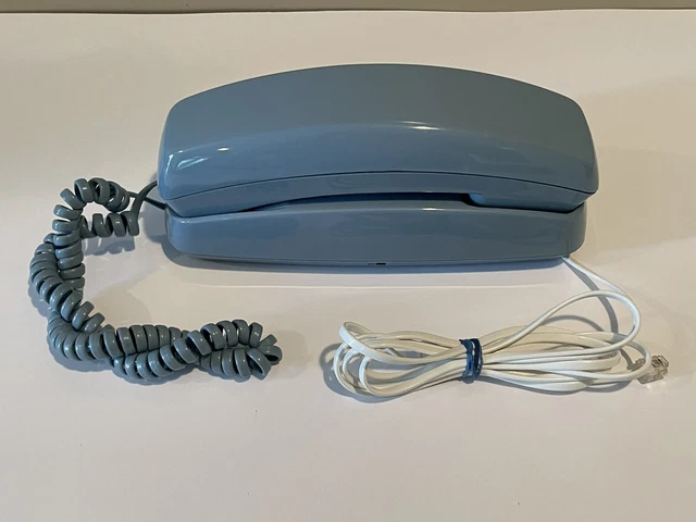 VINTAGE RADIOSHACK WALL Mount Desktop Push Button Phone Blue Model 43 ...