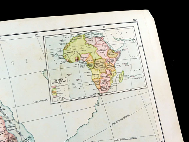 MAP OF AFRICA Population Density Belgian Congo Post WW1 Antique Large ...
