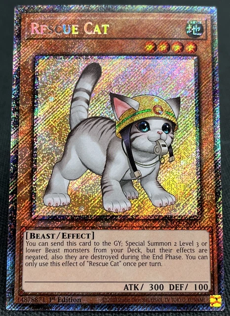 RESCUE CAT ALT Art 1st Edition Platinum Secret Rare RA02-EN001 Yu-Gi-Oh ...