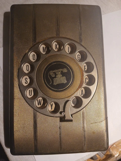 VINTAGE EAGLE ROTARY Dial Pop-Up goldtone desktop telephone book $18.00 ...