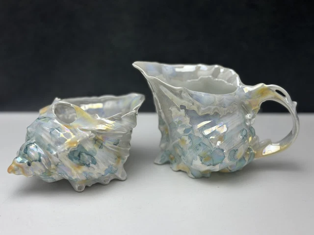ROYAL BAYREUTH SPIKY Nautilus Conch Sea Shell Creamer & Sugar Bowl ...