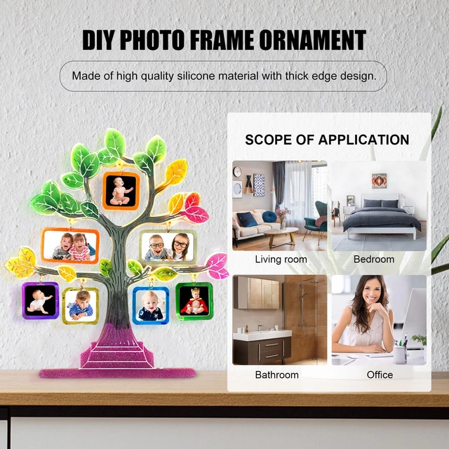 RESIN MOLDS FAMILY Tree Photo Picture Frames Mould for Gift Home Office ...