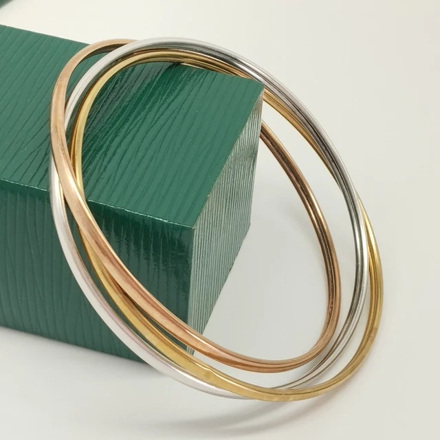 9CT METAL BANGLE Bracelet Tri Tone Fine Jewellery Stamped 375 9.71g ...