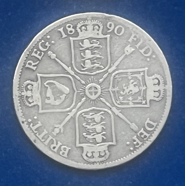 1890 QUEEN VICTORIA Jubilee Head Florin Coin 0.925 Silver Antique ...