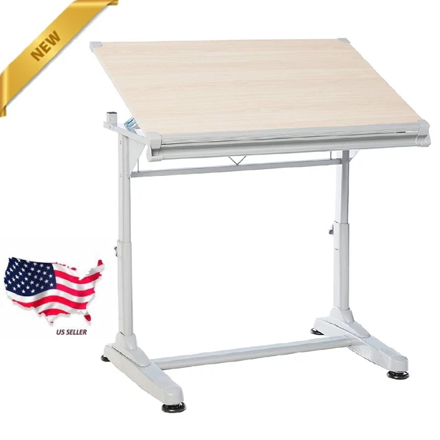 ADJUSTABLE HEIGHT AND Angle Drafting Table Drawing Desk with Large ...