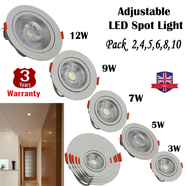 LED ADJUSTABLE TILT Angle Downlight Recessed Round Ceiling Spotlights £ ...