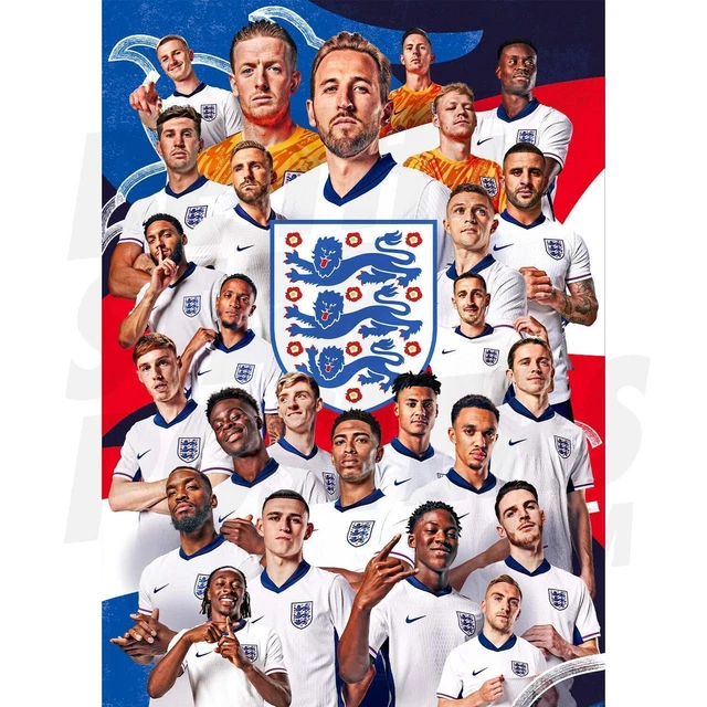 ENGLAND SQUAD 24/25 Player Montage A3 Poster OFFICIALLY LICENSED FREE ...