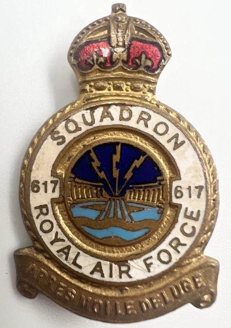 GENUINE KING’S CROWN RAF Royal Air Force 617 Squadron Lapel Badge £84. ...