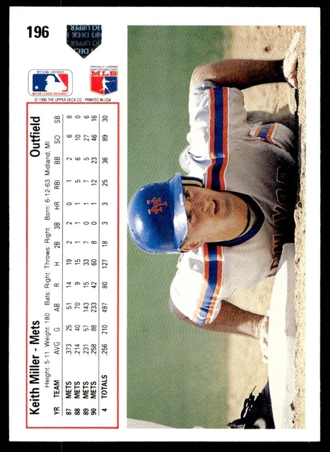1991 UPPER DECK Keith Miller New York Mets #196 EUR 3,32 - PicClick FR