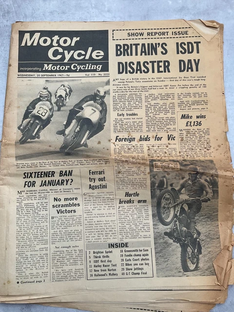 MOTOR CYCLE - 20 September 1967 - Harley Racer, Show Report - Vintage ...