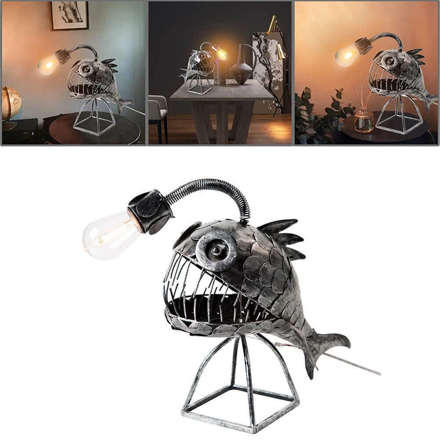 HANDMADE ANGLER FISH Desk Lamp Shark Lights Head Decoration USB Home ...