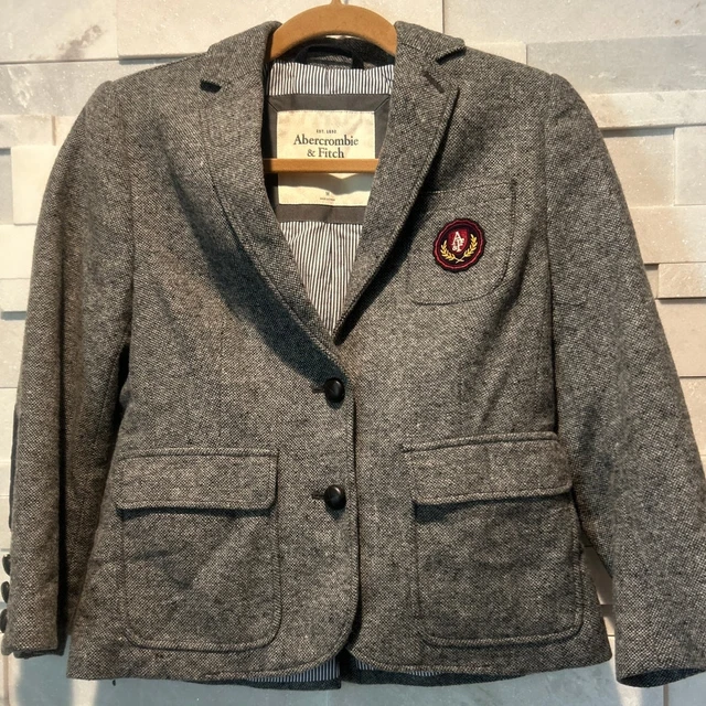 ABERCROMBIE & FITCH Monica Classic Crest heritage tweed Cropped/Shrunk ...