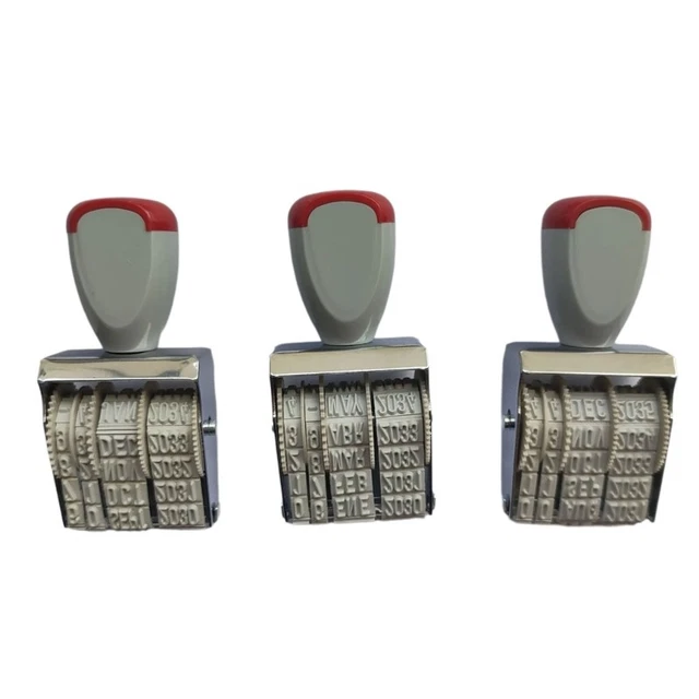 ENGLISH/SPANISH/FRENCH DATE STAMP Inking Dater Stamp Adjustable Number ...