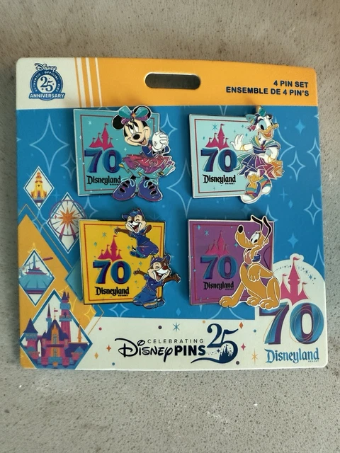 DISNEYLAND 70TH ANNIVERSARY 2025 Pin Set Of 4 Pins Minnie Daisy Chip ...