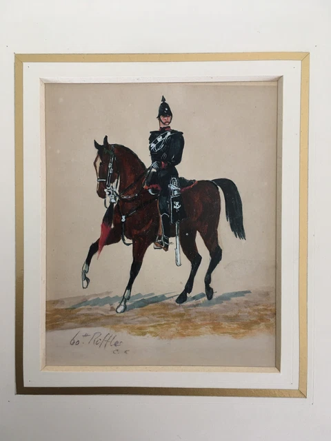 VICTORIAN WATERCOLOUR 60TH King's Royal Rifle Corps. Royal American ...