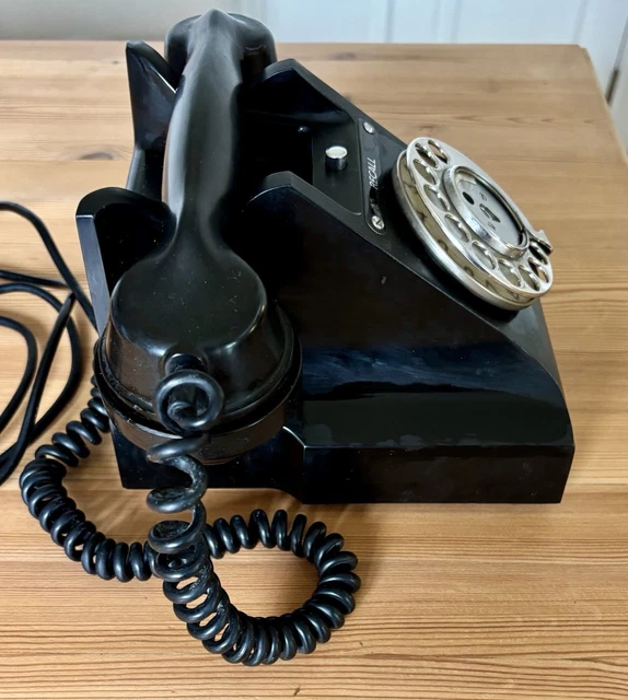 VINTAGE BLACK ROTARY Dial Telephone GPO 332F Bakelite. Collectable ...