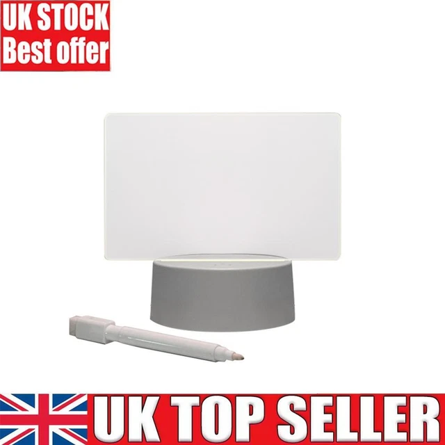 LED MESSAGE BOARD Light Rewritable Acrylic DIY Writing Lamp for Home ...