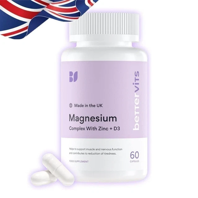 BETTERVITS MAGNESIUM GLYCINATE Complex Citrate, Zinc & Vitamin-D3 60 ...