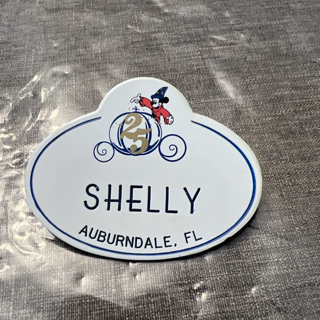 VINTAGE DISNEY 25TH Cast Member Name Tag Employee Badge A Shelly, FL ...