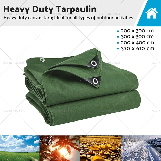 3 TYPES ARMY Heavy Duty Canvas Tarp Tarpaulin Sun Blocked Waterproof ...