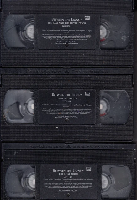 4 VHS LOT Between the Lions Wiggles PBS Little Big Mouse-Lost Rock-Ram ...