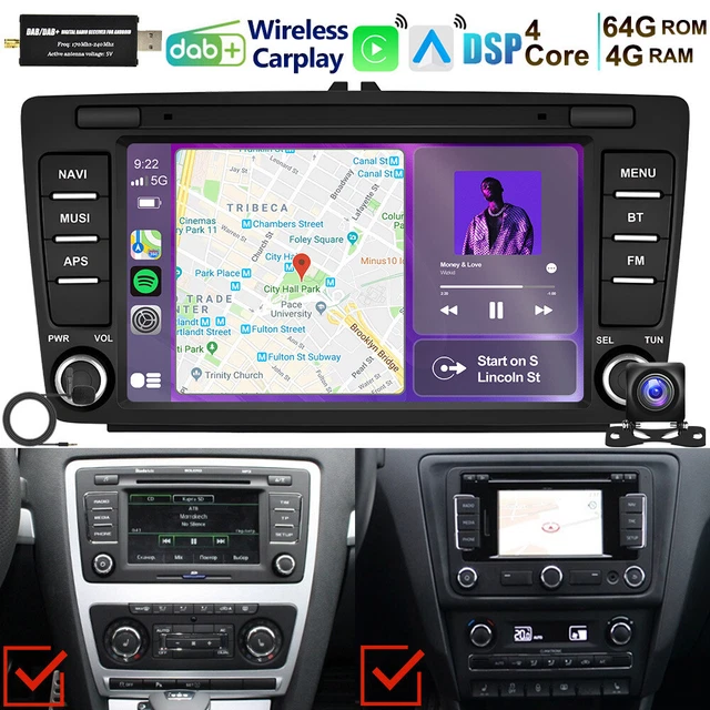 DAB+ FÜR SKODA Octavia II MK2 2004-2013 Carplay Android 13 Autoradio GPS 4+64GB EUR 209,99 ...