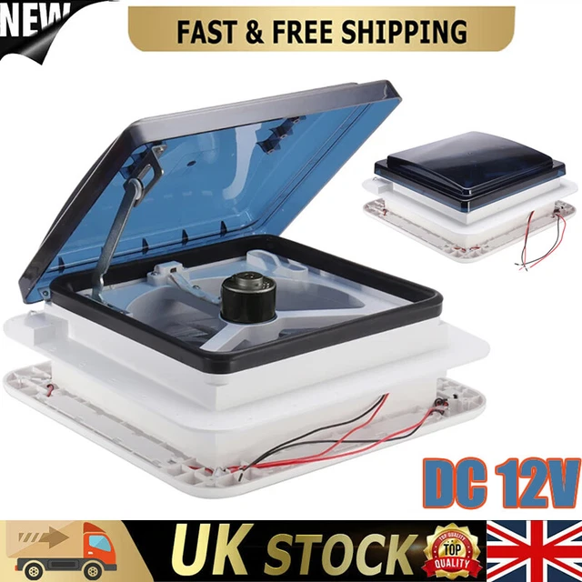 14& RV ROOF Vent Fan W/ LED Light 12V Skylight For Camper Van Motorhome ...