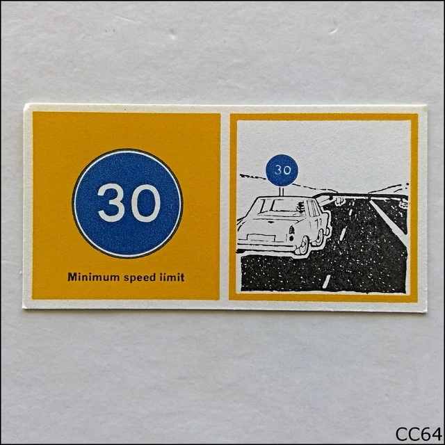 ROSPA CARD NEW Traffic Signs 1966 #9 Minimum Speed Limit (CC64) $4.99 ...