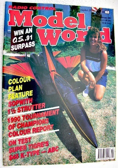 RC MODEL WORLD MAGAZINE February 1991 Sopwith Strutter Dynaflite Apogee ...