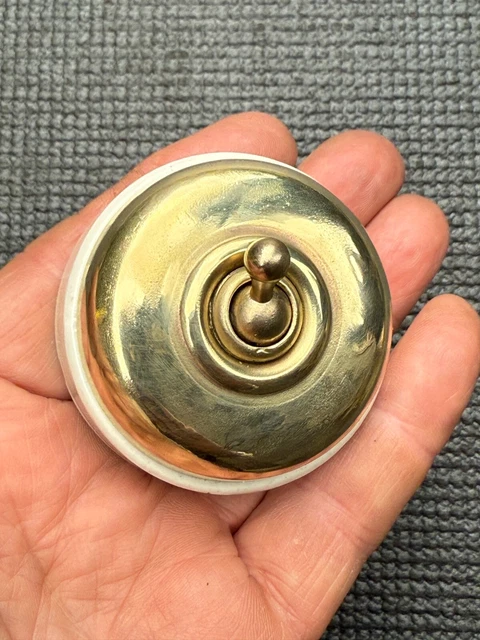 VINTAGE 1930S BRASS VITREOUS CHINA DOLLY TOGGLE SWITCH £18.00 - PicClick UK
