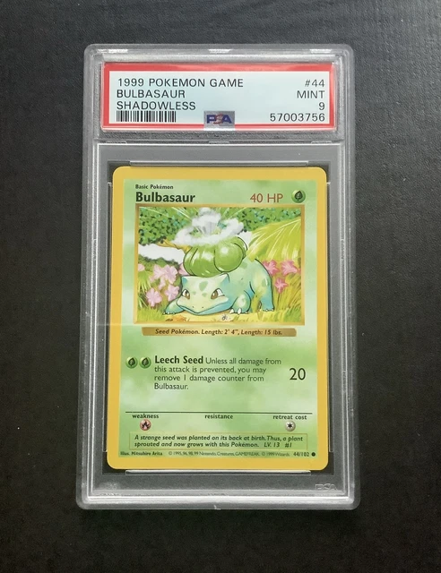 ORIGINAL PSA 9 SHADOWLESS Bulbasaur Base Set Pokemon Card Mint EUR 105 ...