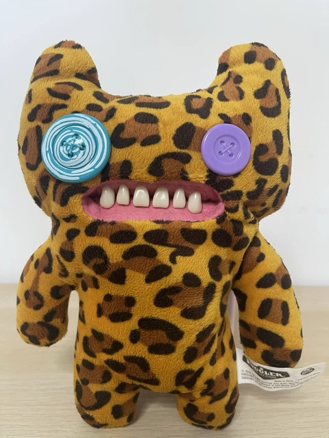 FUGGLER INDECISIVE MONSTER Leopard Print Plush Button Eyes Funny ugly ...