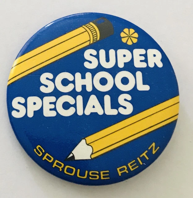 SPROUSE REITZ SUPER School Specials Retro Button Badge Pin Rare Vintage ...
