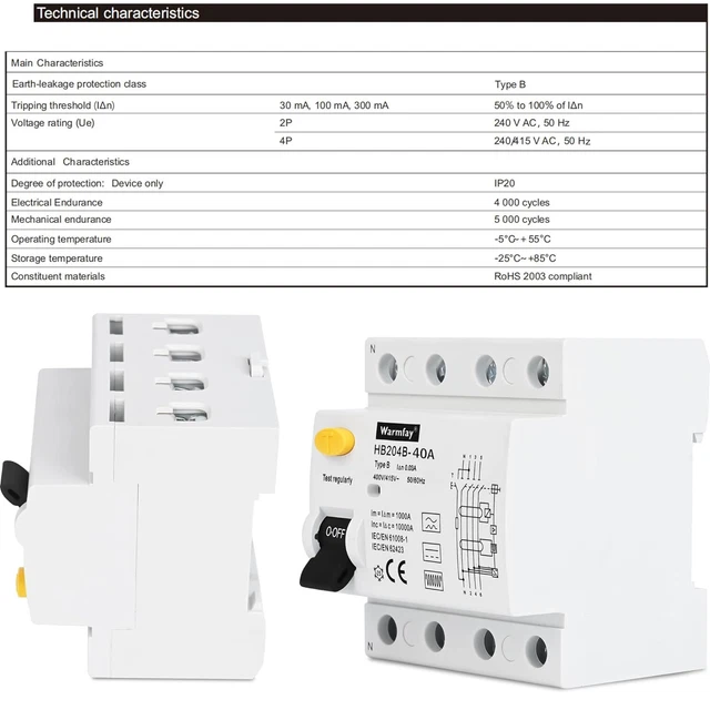 FI FEHLERSTROMSCHUTZSCHALTER RCD Typ B Wallbox E-Auto Allstromsensitiv ...
