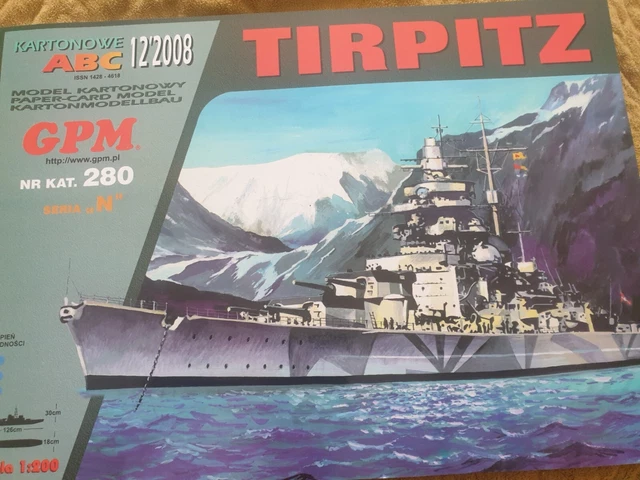 CARD MODEL KIT Paper Model GPM German Battleship SMS Tirpitz Cut Out ...