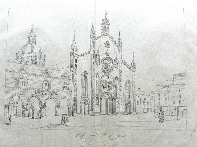 DUOMO DI COMO Santa Maria Assunta, autentico disegno metà ‘800 EUR 350 ...