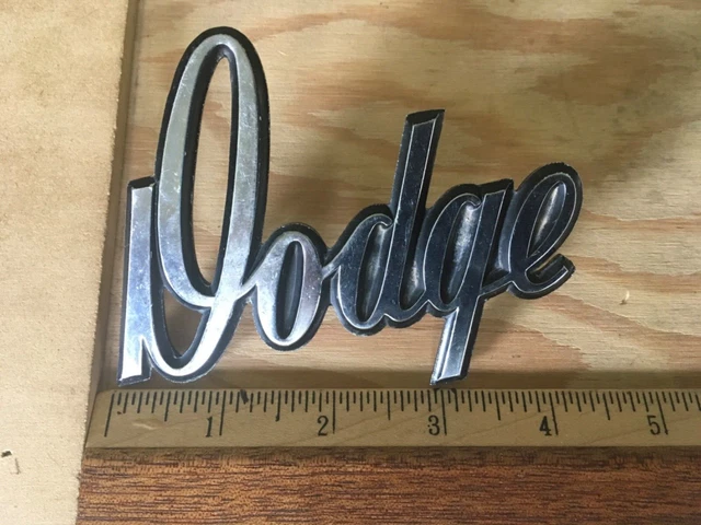 VINTAGE CHROME DIE-CAST DODGE Script Emblem OEM Badge 2956722 5395A ...