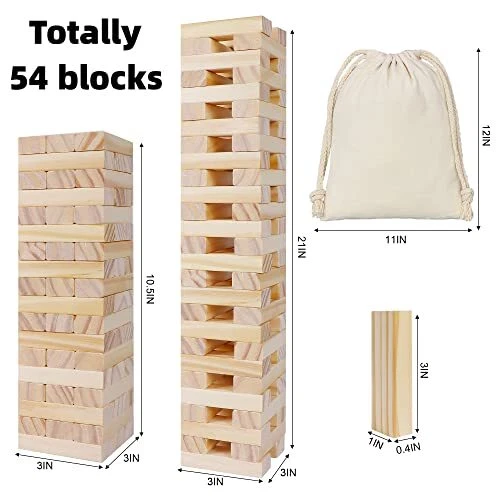 TIC TAC TOE & Tumble Tower Blocks Game Set, Classic Wood Stacking ...