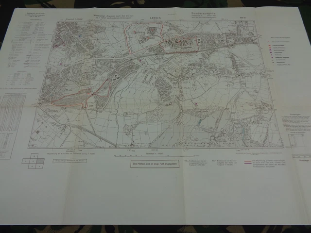 WW2 GERMAN ARMY TARGET MAP of "LEEDS" (RAIL NETWORK, HALTON COLLIERY ...