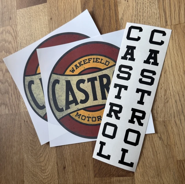 WAKEFIELD CASTROL MOTOR Oil Sticker Decal Set 2 Gallon Petrol Oil Fuel ...