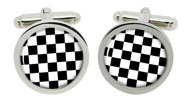 CHEQUERED CHECKED FLAG Racing Cufflinks in Chrome Box EUR 45,88 ...
